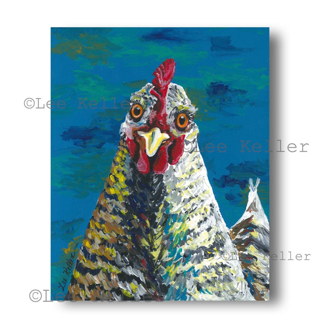 Colorful Chicken Art Print From Original Canvas Chicken Painting ...