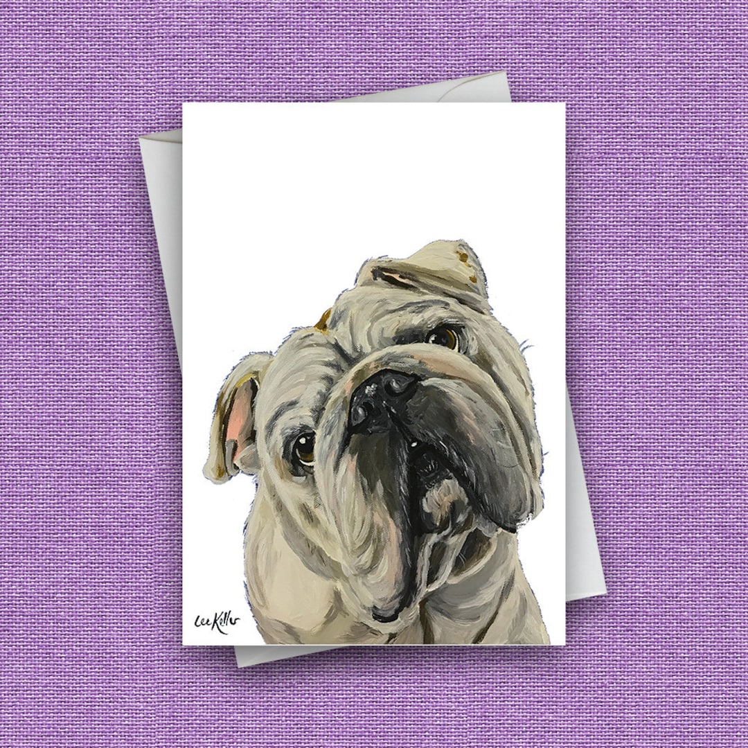 English Bulldog Greeting Card, 5x7 Dog Greeting Card, Dogs Greeting ...