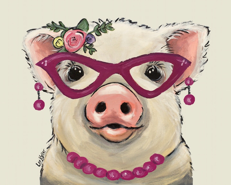 Pig Art Pig Decor. Pig Print From Original Pig on Canvas | Etsy