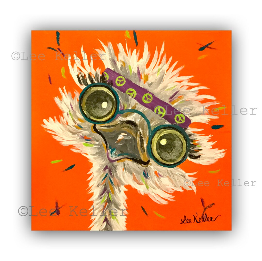 Ostrich Art Print, Ostrich Prints, Colorful Fun Ostrich, Funny Animal ...