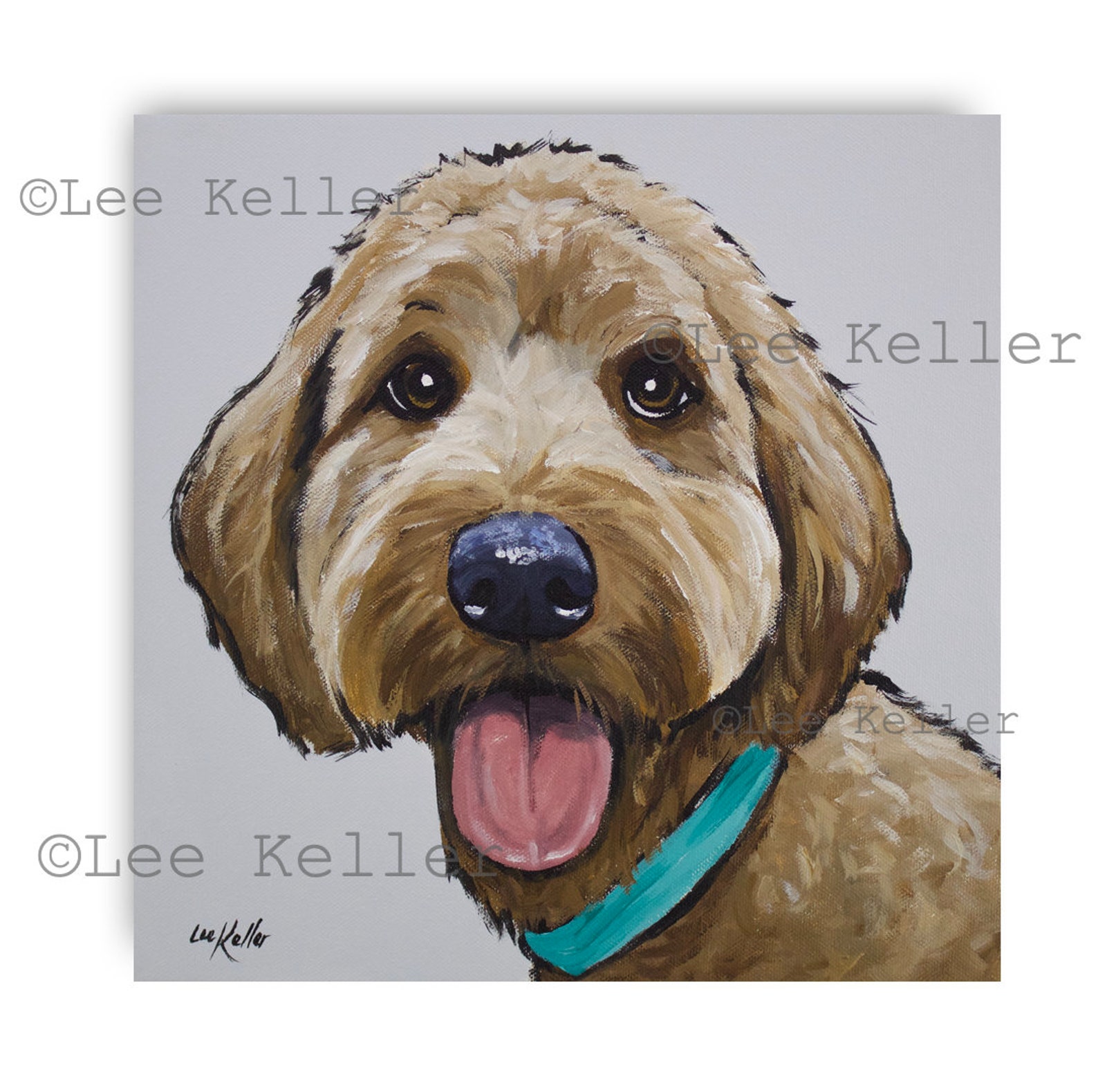 Goldendoodle Art Print Golden Doodle on Canvas or Archival - Etsy