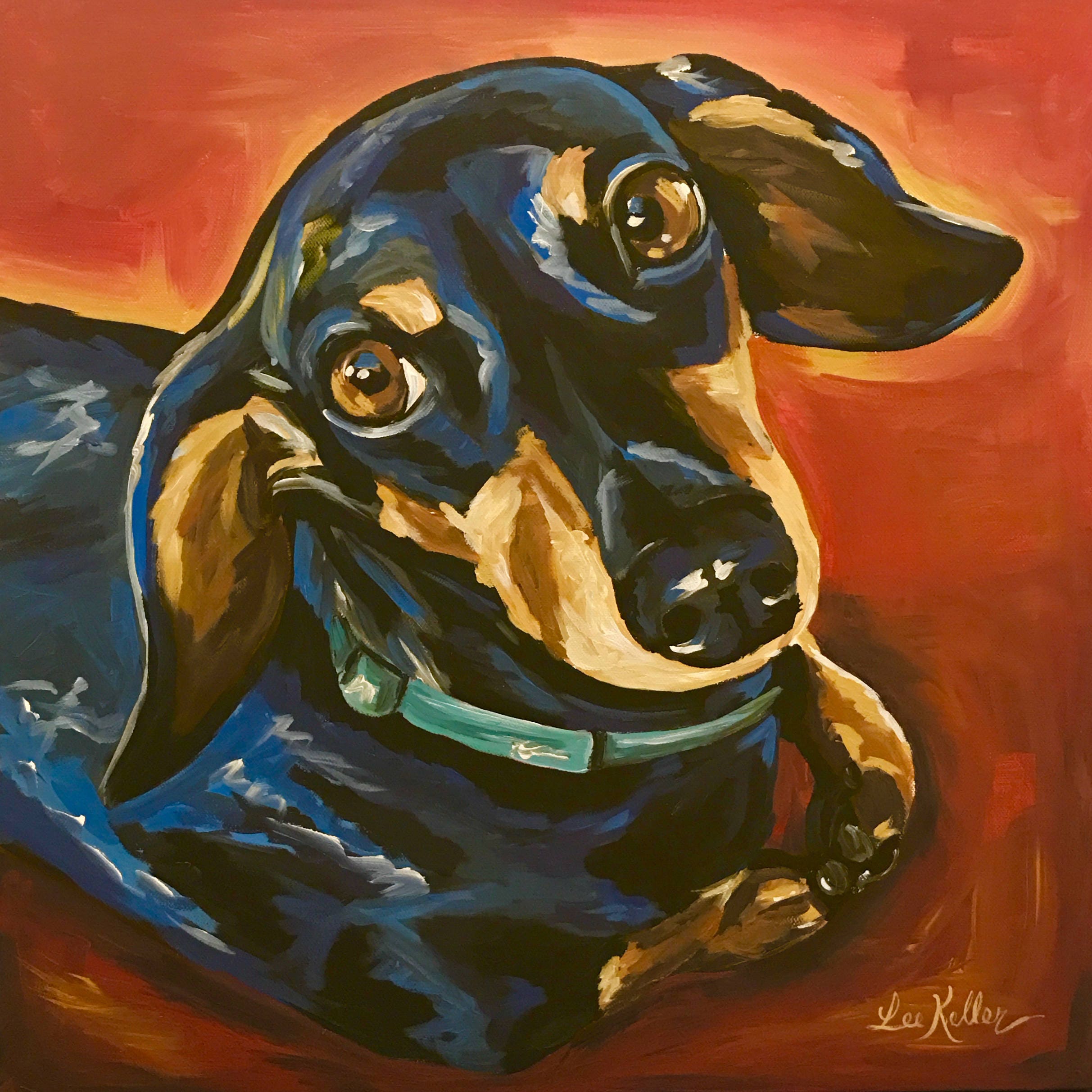 Dachshund art print from original colorful dachshund painting | Etsy