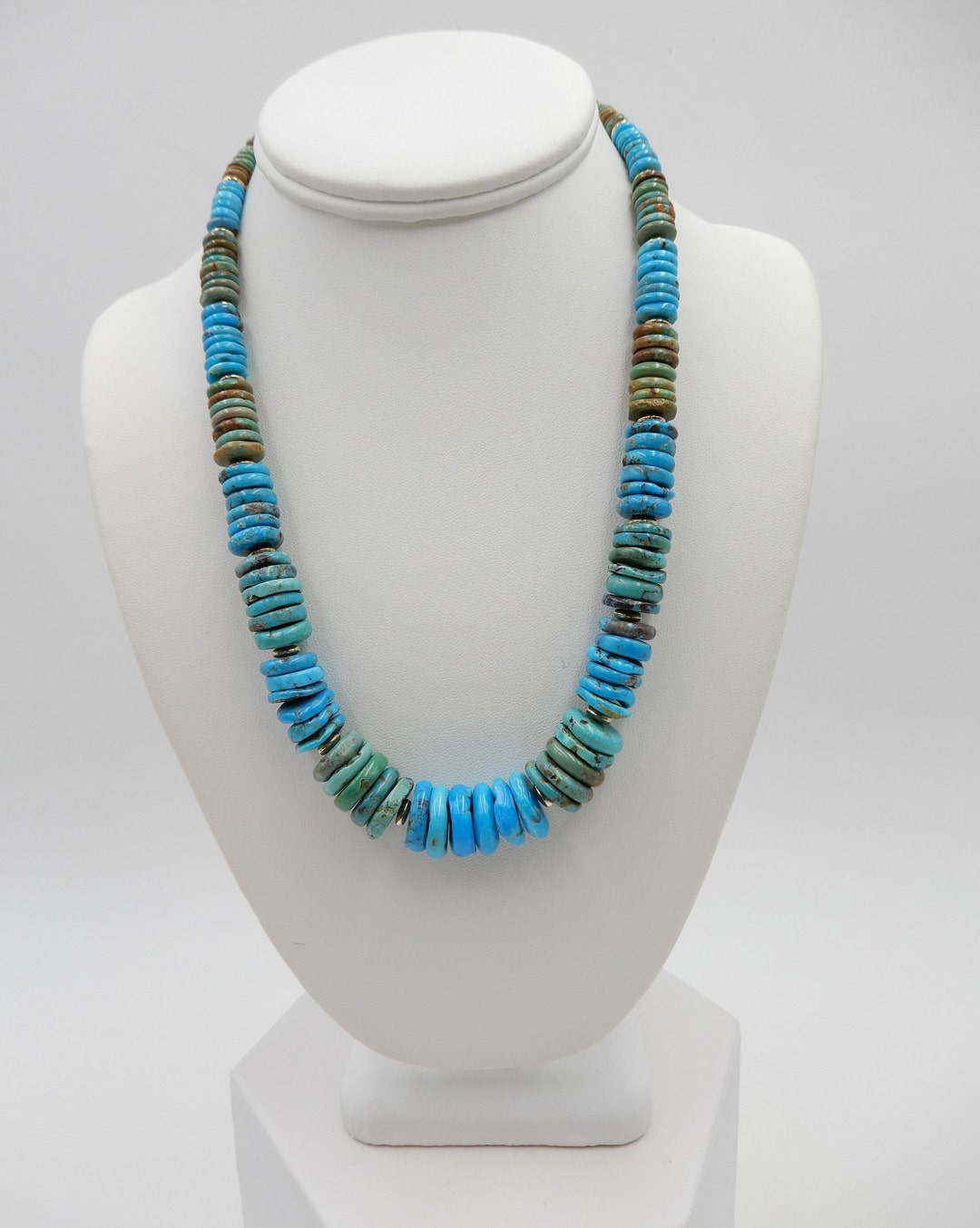 Genuine Turquoise Disc Bead Necklace - 20 Inch - Etsy