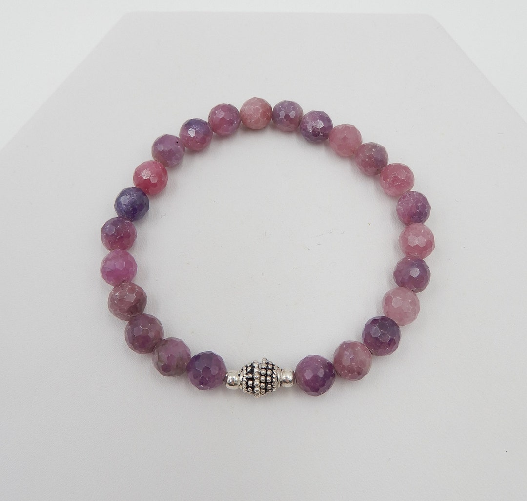 Ruby Bead Bracelet, Genuine Natural Ruby Beads, Stretch Bracelet ...