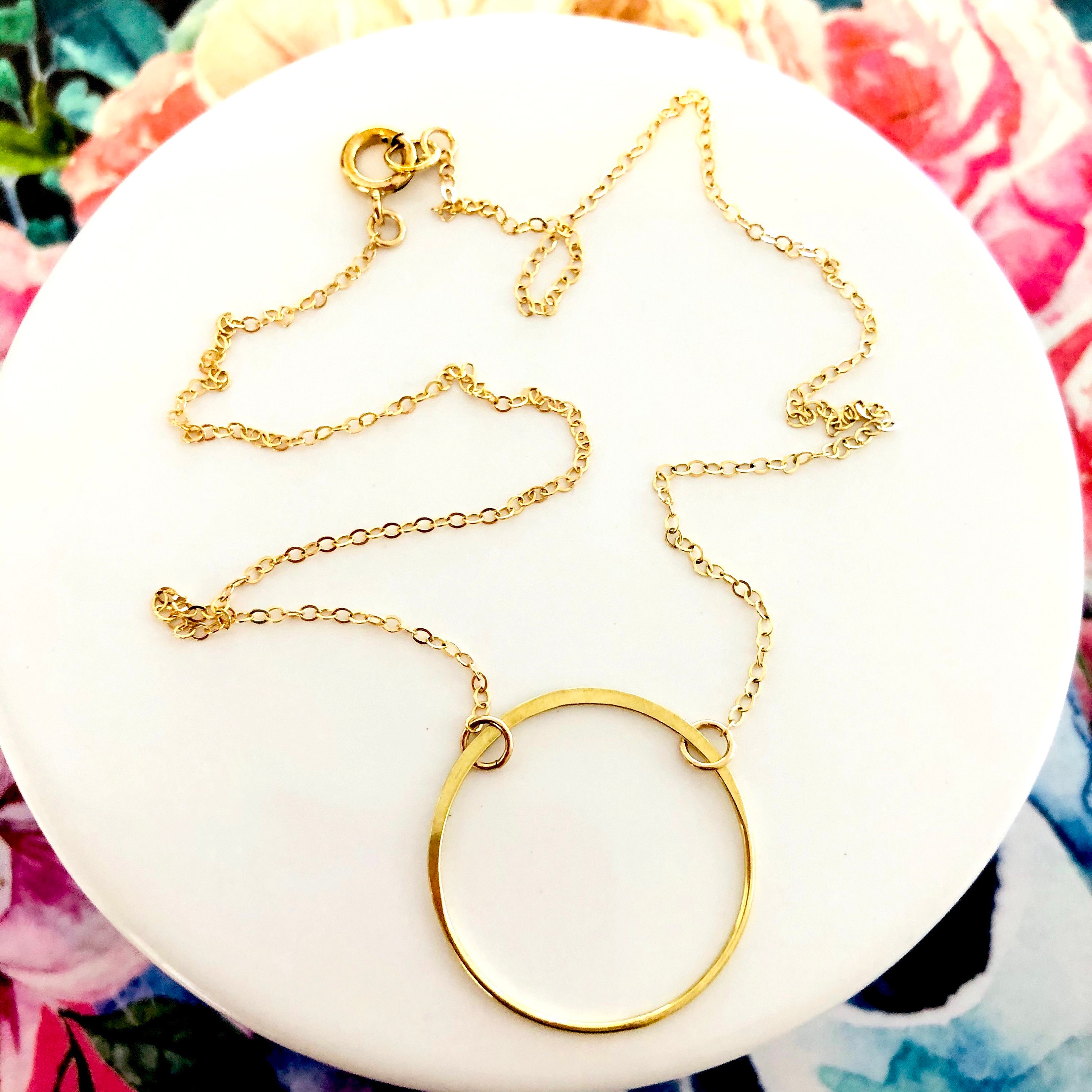 Gold Circle Pendant Necklace Gold Circle Pendant Necklace | Etsy