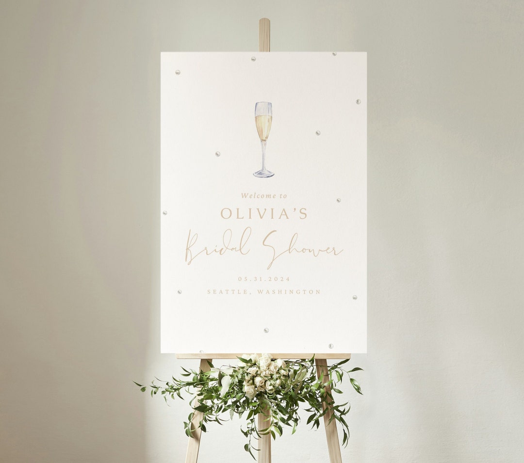 Pearls & Prosecco Bridal Shower Welcome Sign Template/digital Download ...