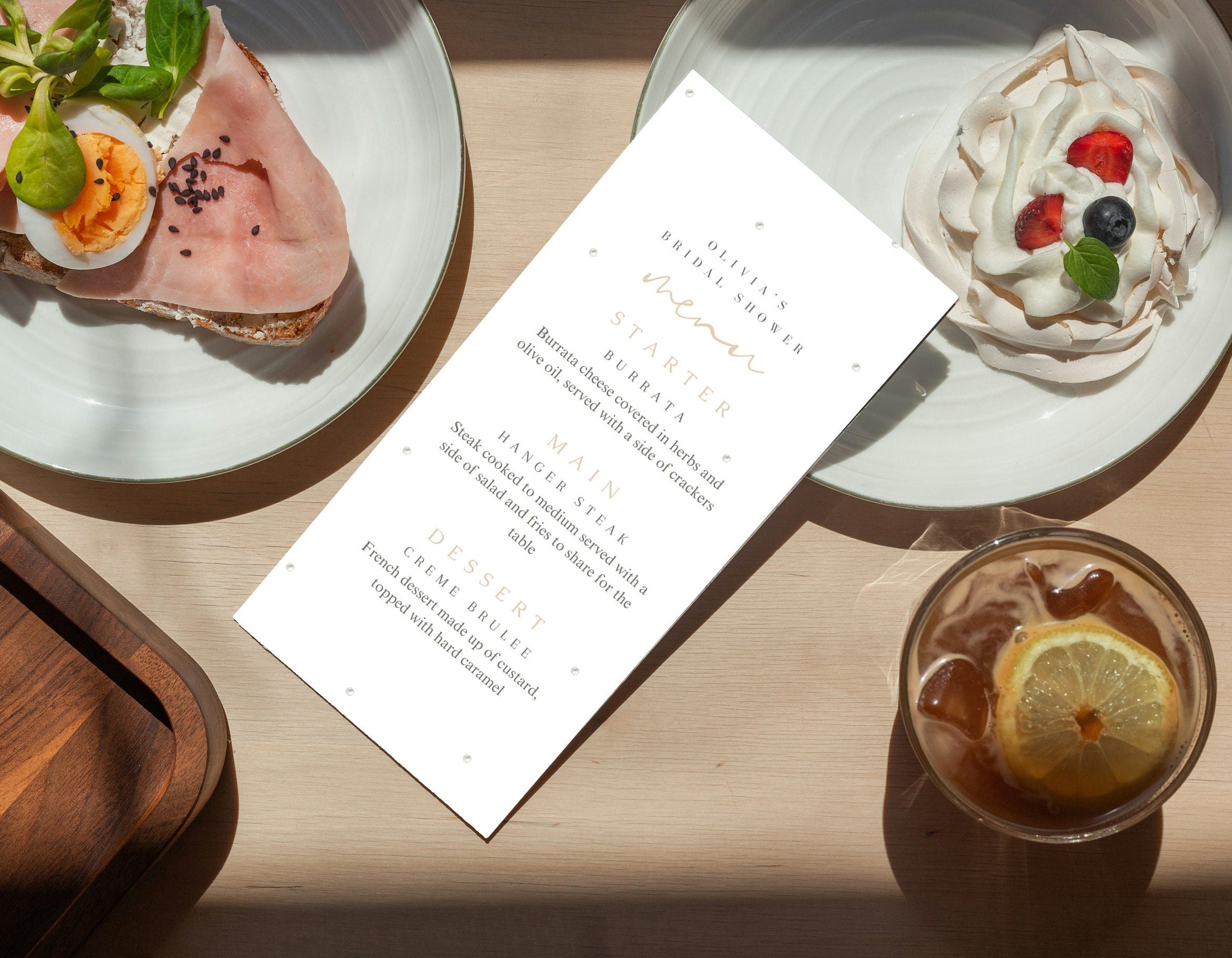 Pearl Wedding Bridal Shower Dinner Menu Template/pearls & Prosecco ...