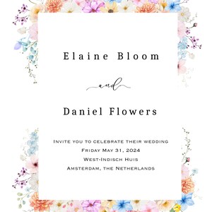Spring Flowers Wedding Invitation Suite Template/wildflower/minimalist ...