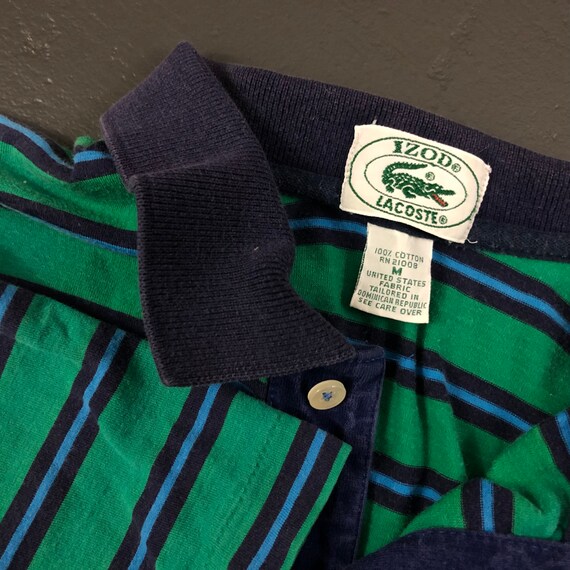 Vintage 80s Izod Lacoste Blue Alligator Striped Polo … - Gem