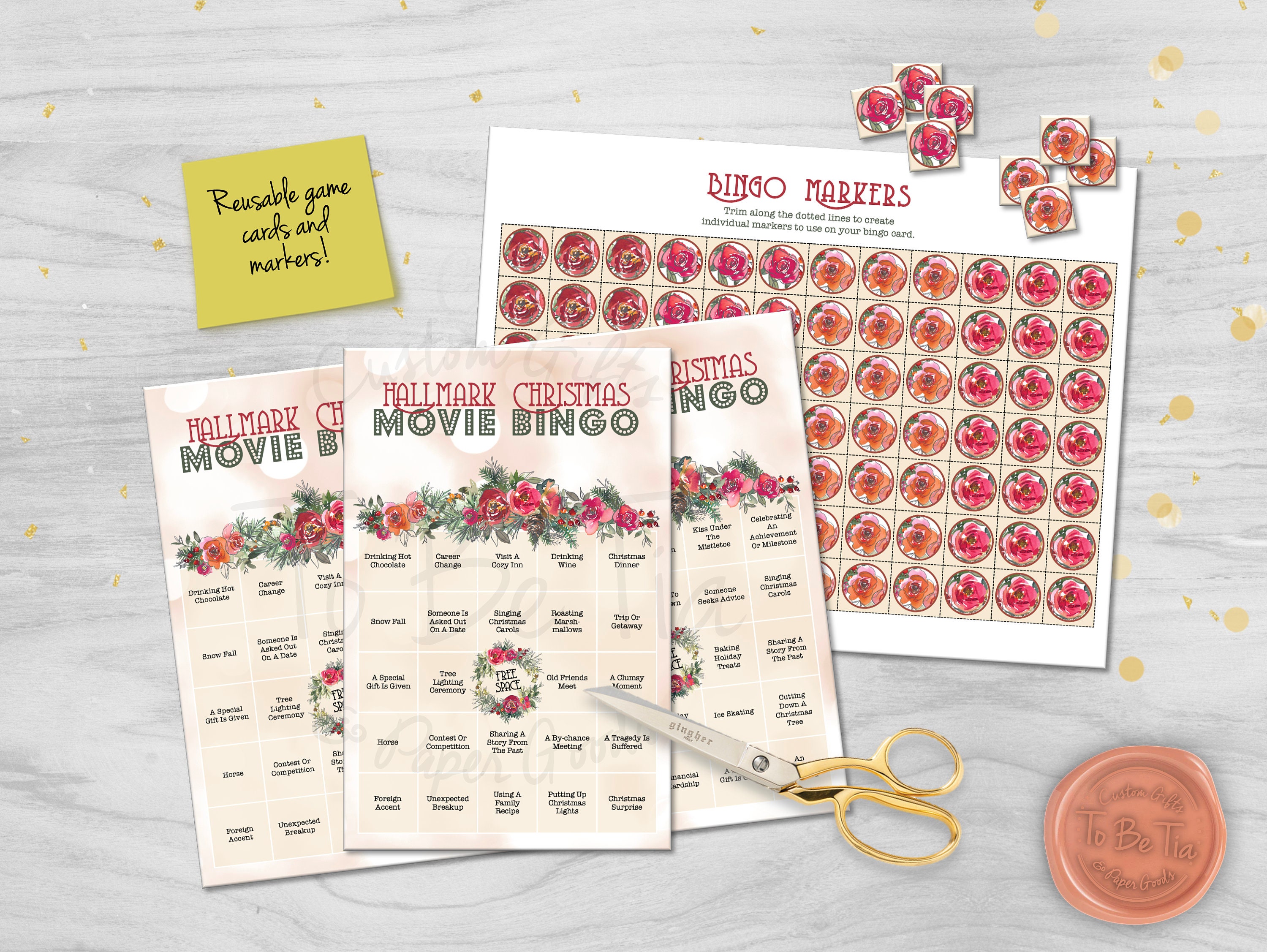 Christmas Movie Bingo Printable Game Cards and Markers - Etsy