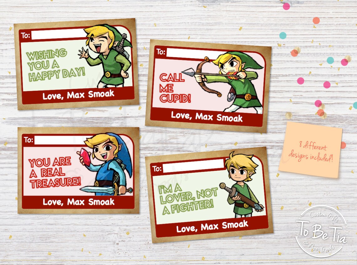 SAME DAY SERVICE! Legend of Zelda Valentine's Day Cards for Kids -made ...