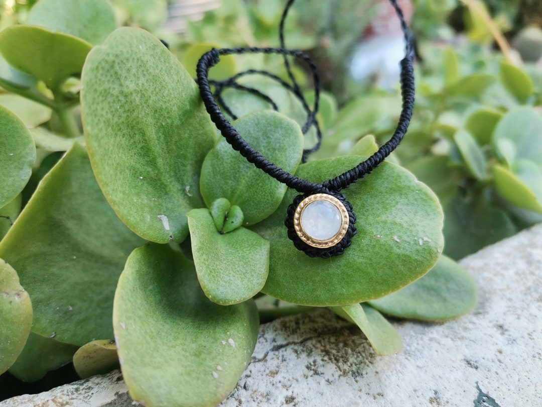 Mini Talisman Rainbow Moonstone Macrame Necklace for Him and - Etsy