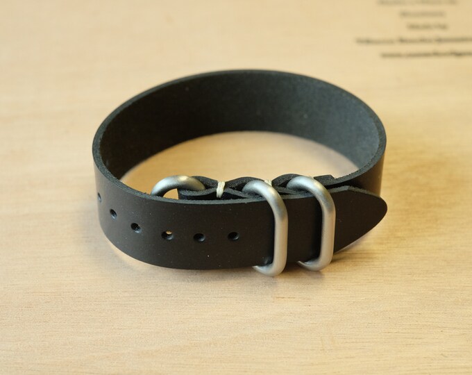 Horween Chromexcel Leather Watch Strap Black Handmade 20mm 22mm - Etsy