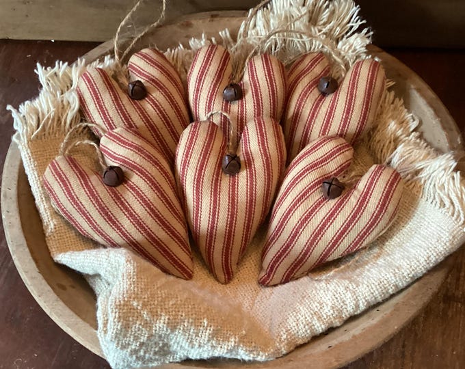 Red Ticking Hearts - Etsy