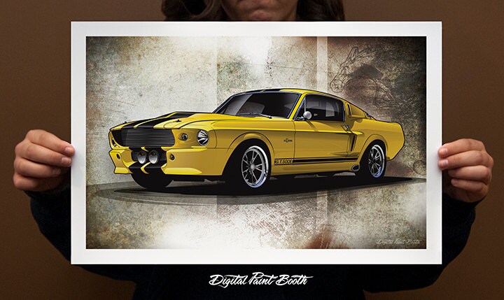 1967 Shelby Mustang GT500E Eleanor Illustration, Automotive Poster (18 ...