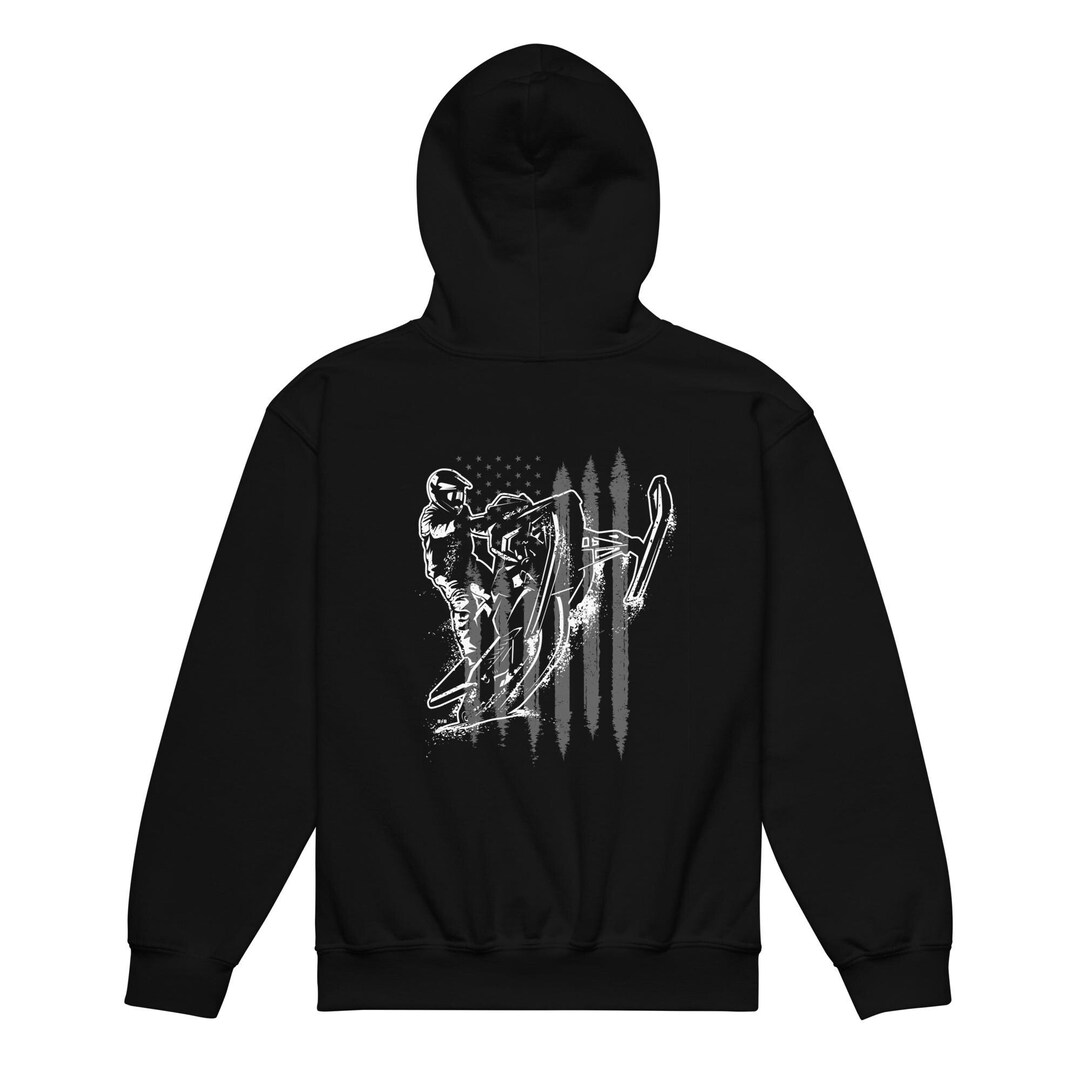 Youth Patriotic Snowmobile Flag Graphic Hoodie, Snowmobiler Gear, Gift ...