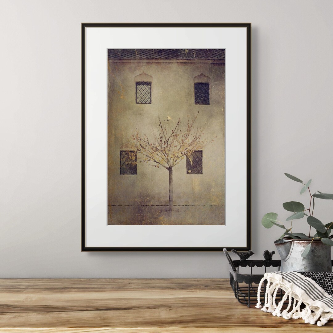 Rustic Autumn Tree Art Print, Earthy Tone Abbey Wall Decor - Etsy