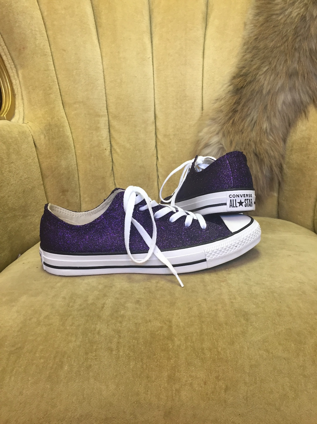 Custom Dark Purple Glitter Converse All Stars - Etsy