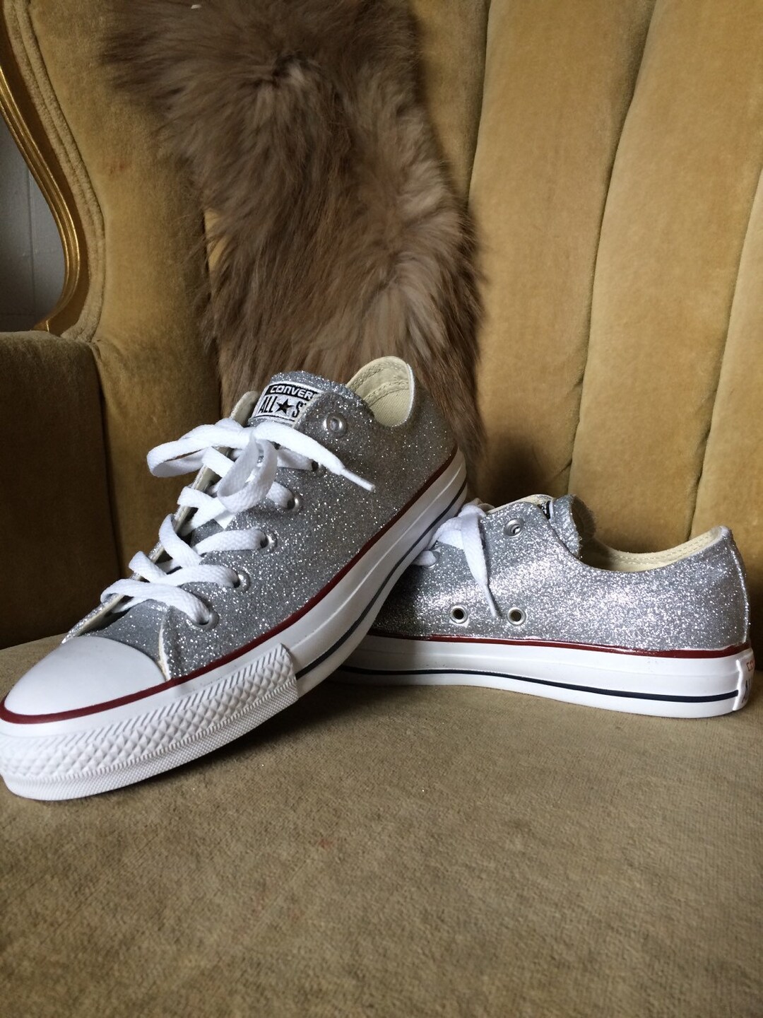 Authentic Converse All Stars in Silver Glitter. Custom Made to Order in ...