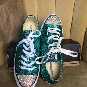 Authentic Converse All Stars in Teal Glitter and AB Clear Crystal ...