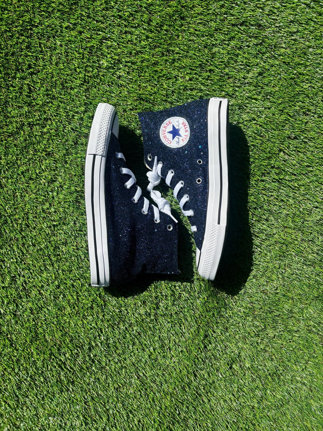 Authentic Converse All-stars in Navy Blue Glitter. Custom Made. High ...