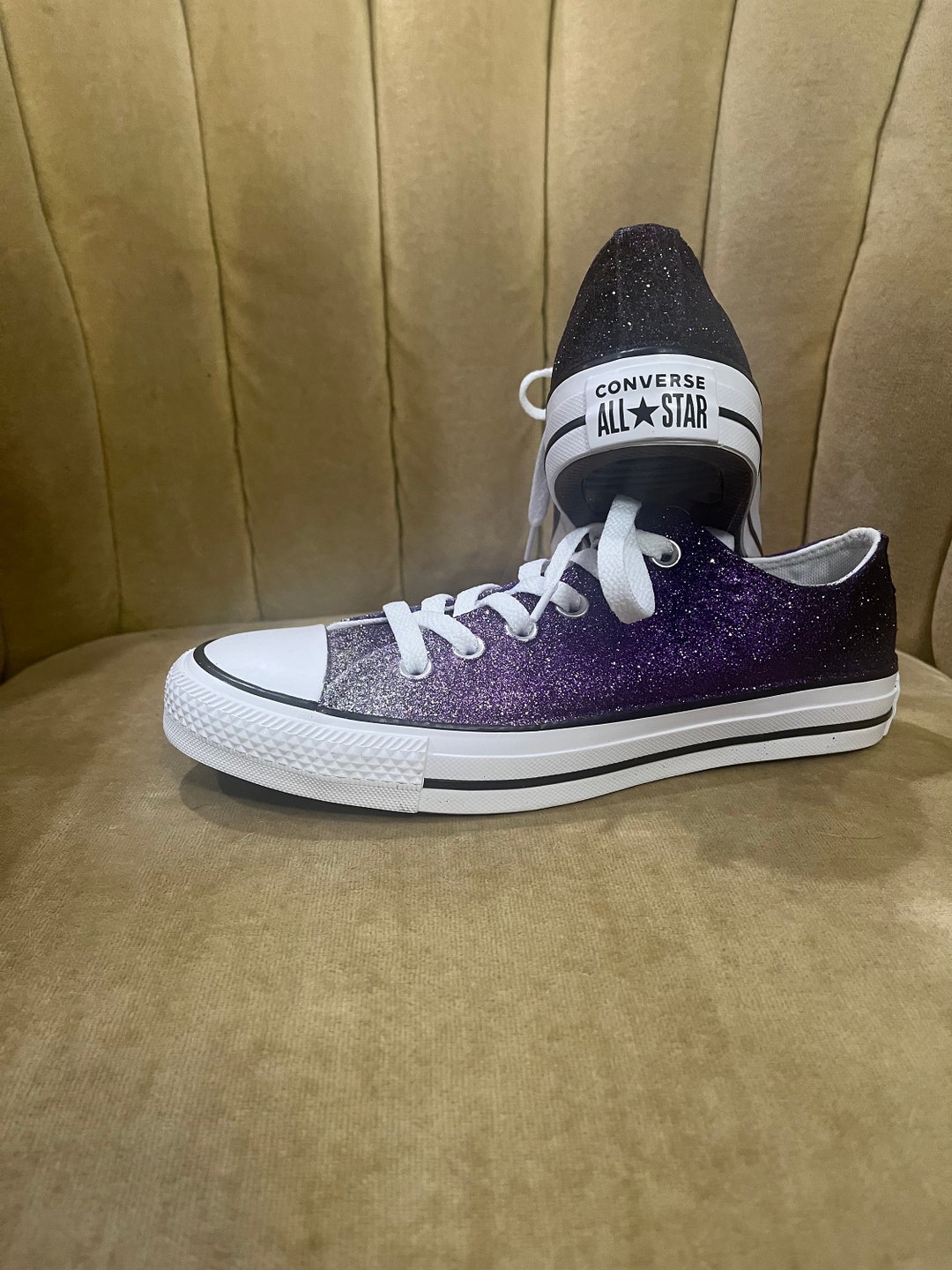 Custom Glitter Converse All Stars, Purple Silver Ombre Sneakers. - Etsy