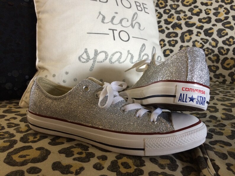 Authentic converse all stars in silver glitter. Custom made to | Etsy