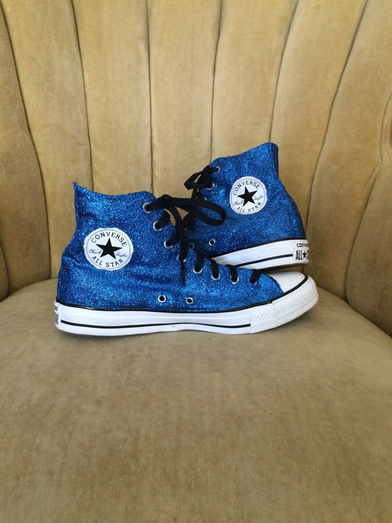 Authentic converse all stars in blue glitter. Custom made to | Etsy