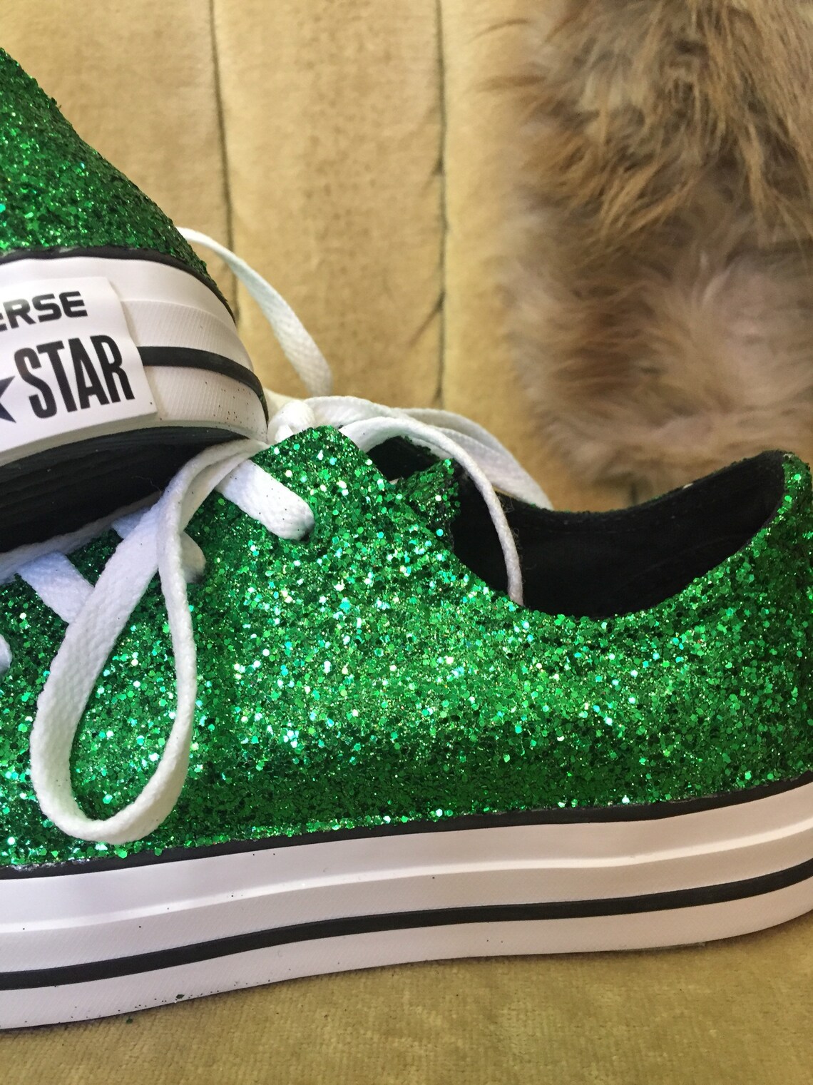 Authentic Converse All Stars in Green Glitter. Custom Made to - Etsy