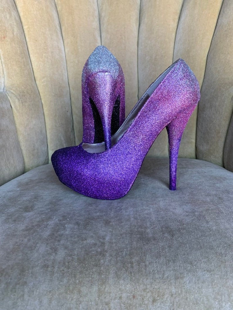 Custom Made To Order Purple Glitter Ombre High Heels You Etsy