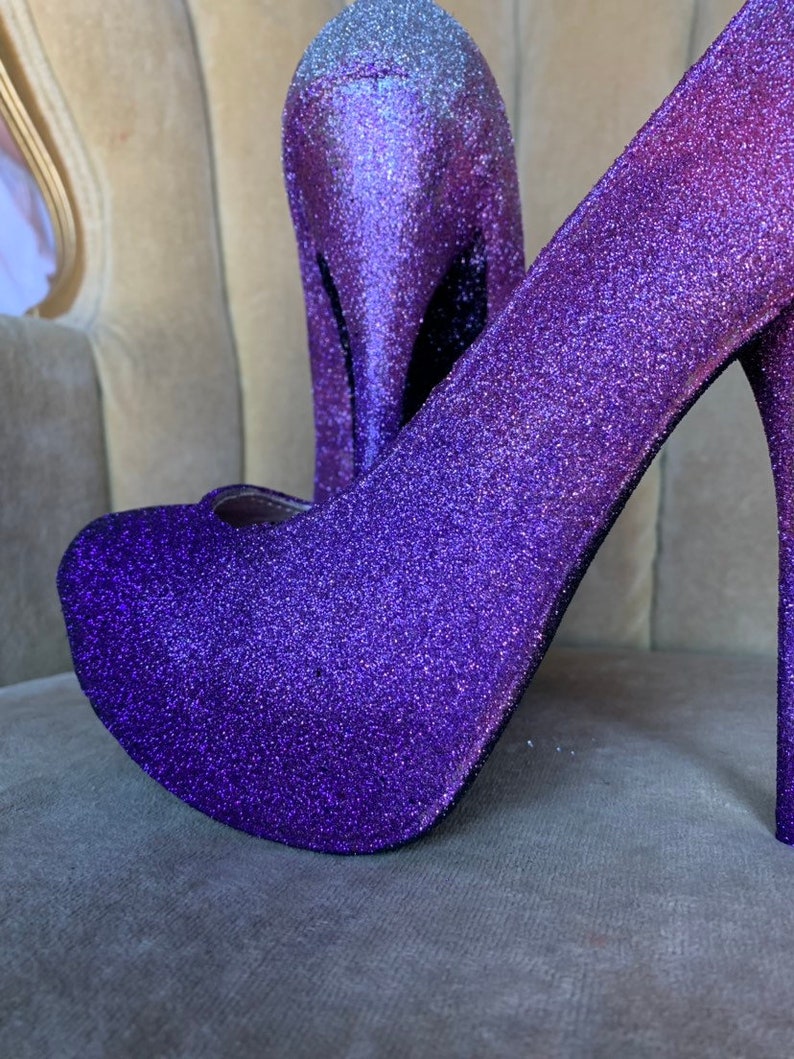 Custom Made To Order Purple Glitter Ombre High Heels You Etsy