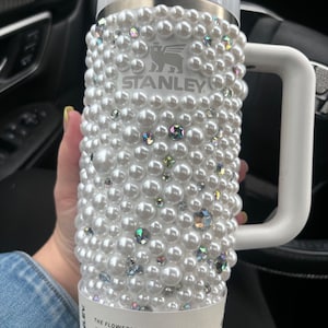 Clear Rhinestone and White Pearl Stanley Quencher: Custom Insulated ...