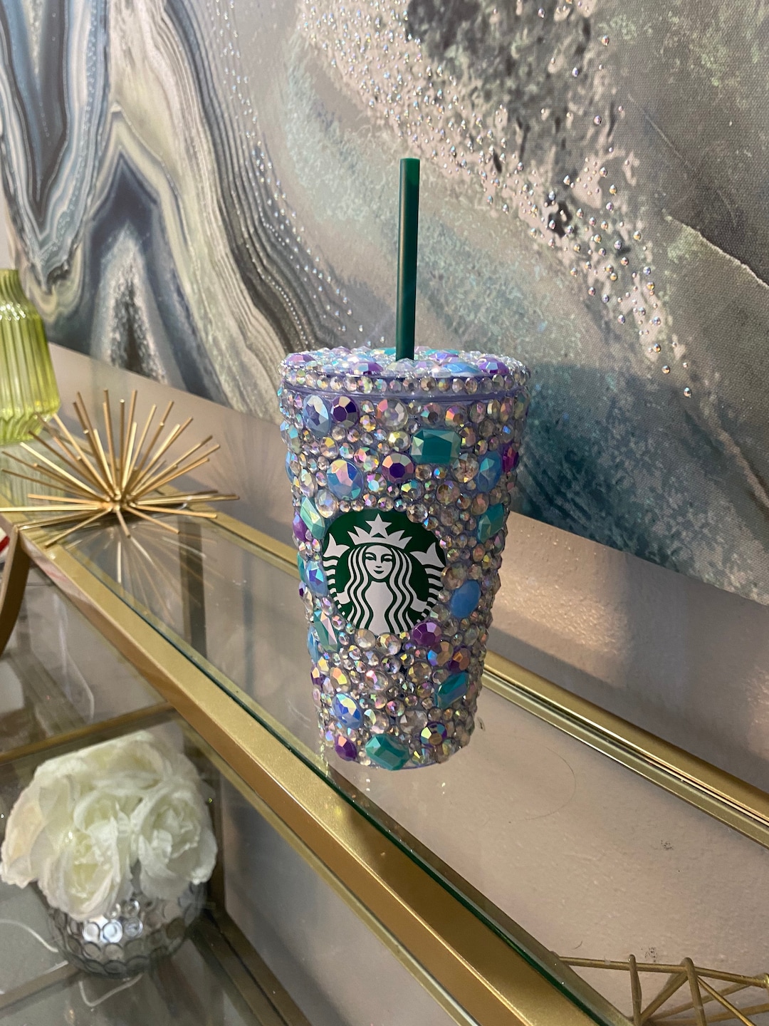 Rhinestone Cup. Grande Cold Cup. Glitter Cup. Glitter Starbucks Cup. - Etsy