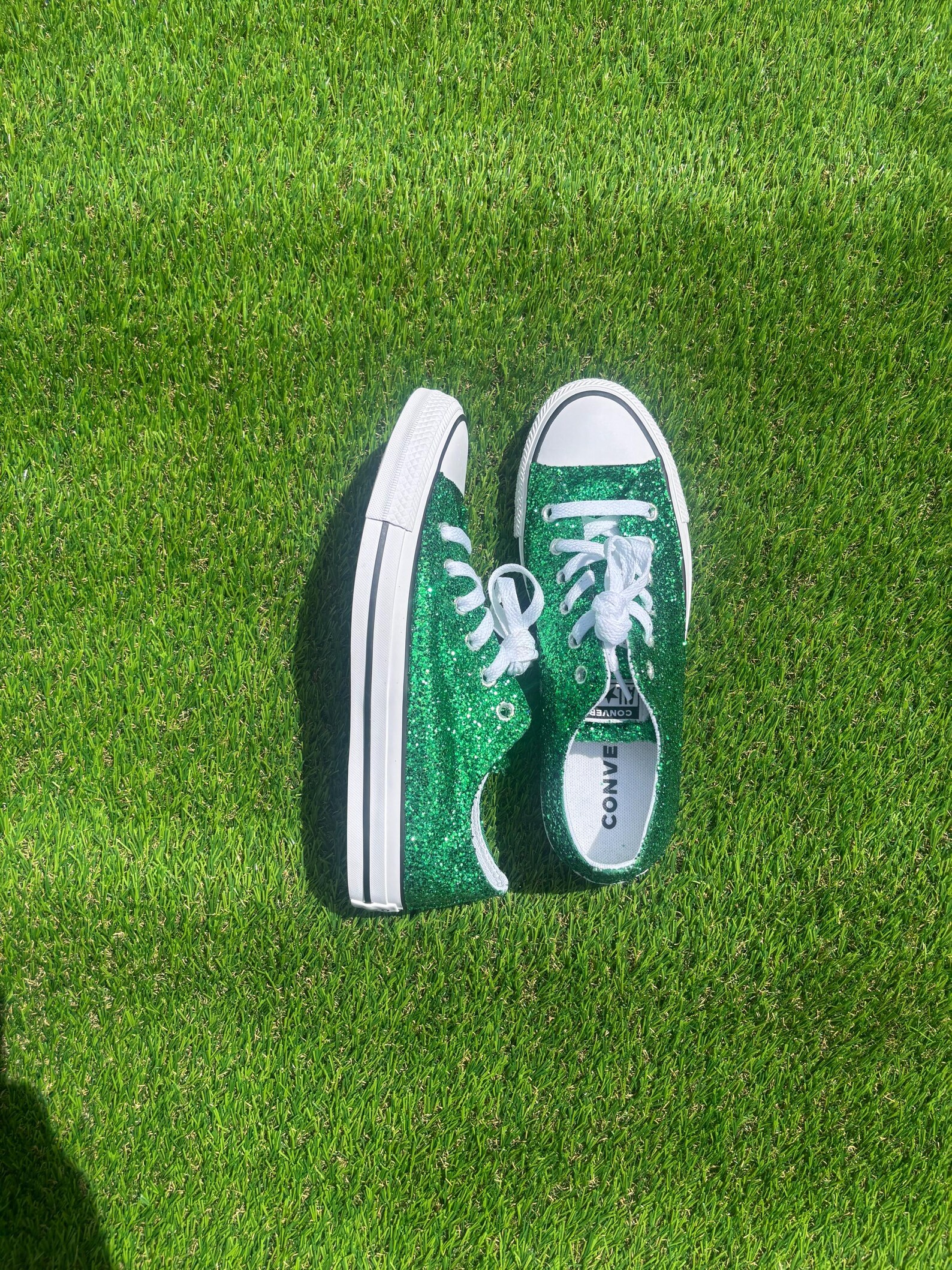 Green Glitter Converse All Stars: Custom Sneakers - Etsy