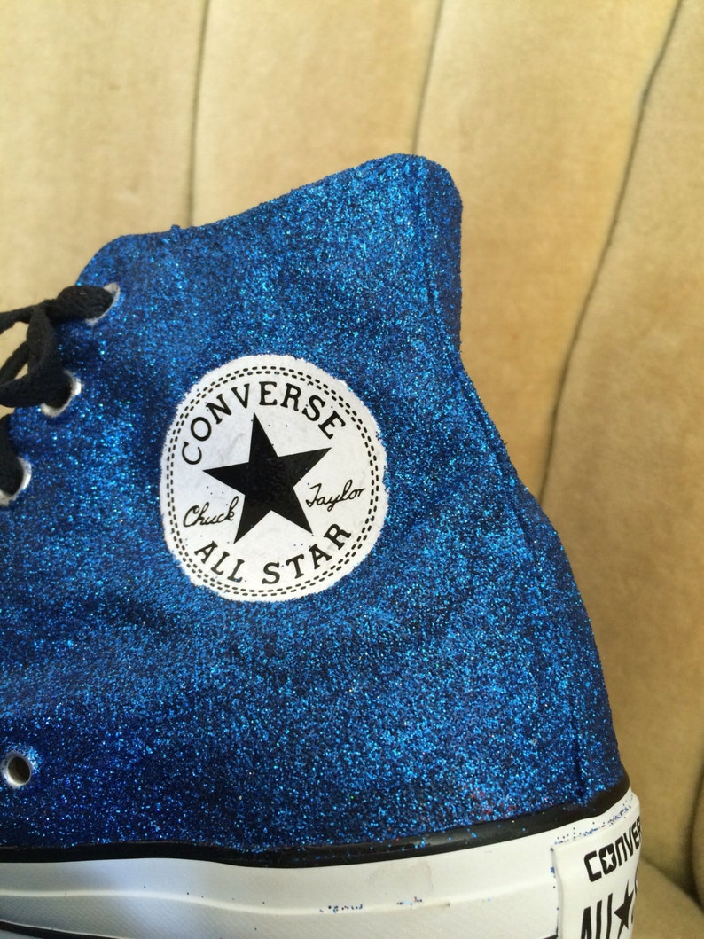 Authentic converse all stars in blue glitter. Custom made to | Etsy