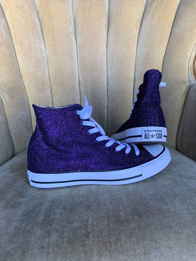 Authentic Converse All Stars in Purple Glitter. Custom Made to | Etsy