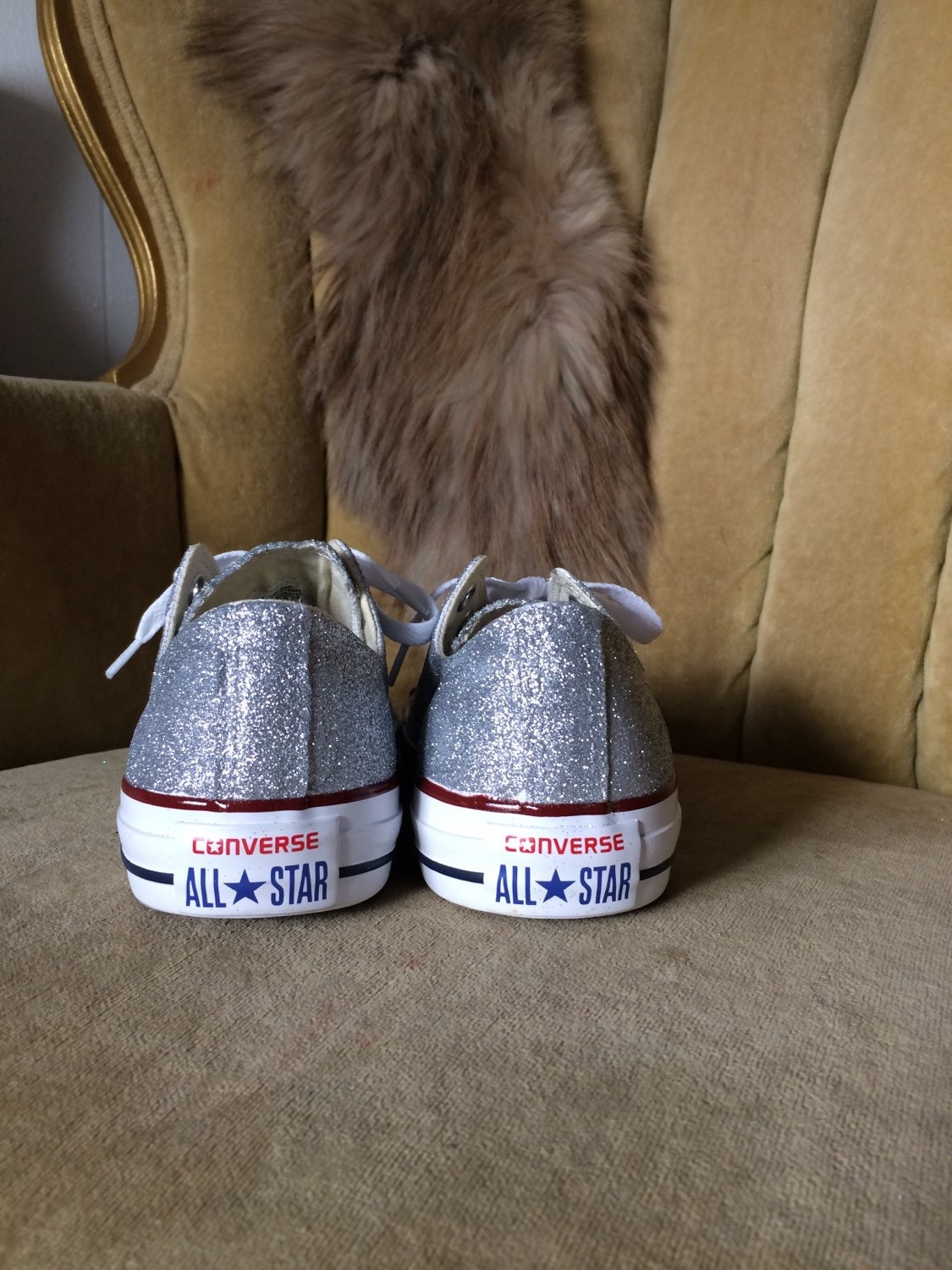 Authentic converse all stars in silver glitter. Custom made to | Etsy
