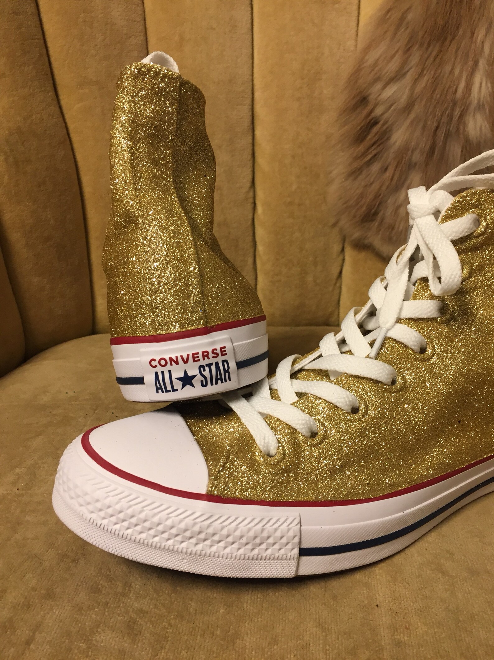 Gold Glitter Converse All Stars: Custom High Top Sneakers - Etsy