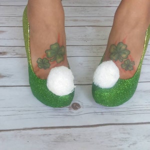 Custom Made, Green and Silver Ombre Glitter High Heels. Tinker Bell ...