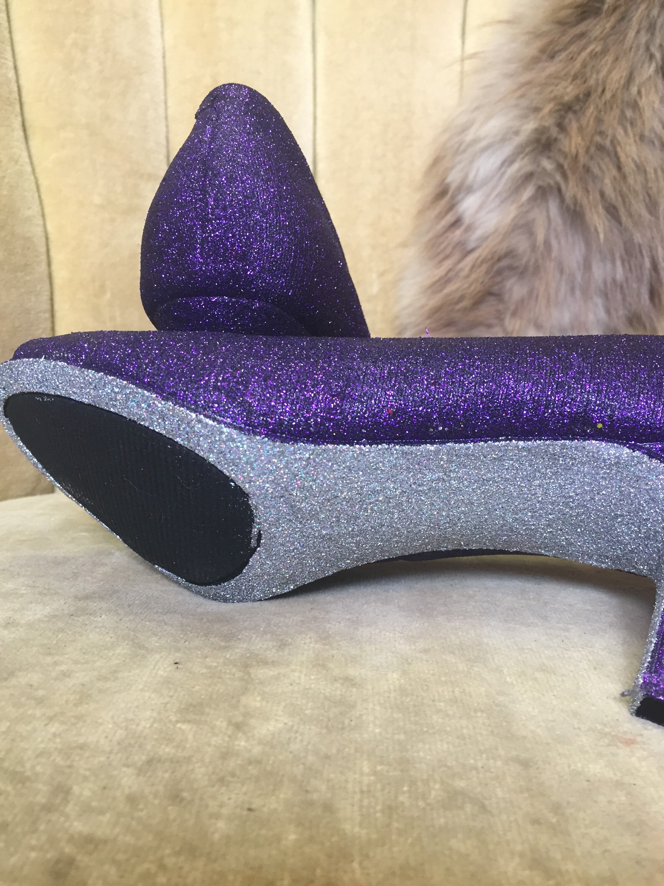 Glitter high heels. Purple and silver heels . Bridal shoes. | Etsy