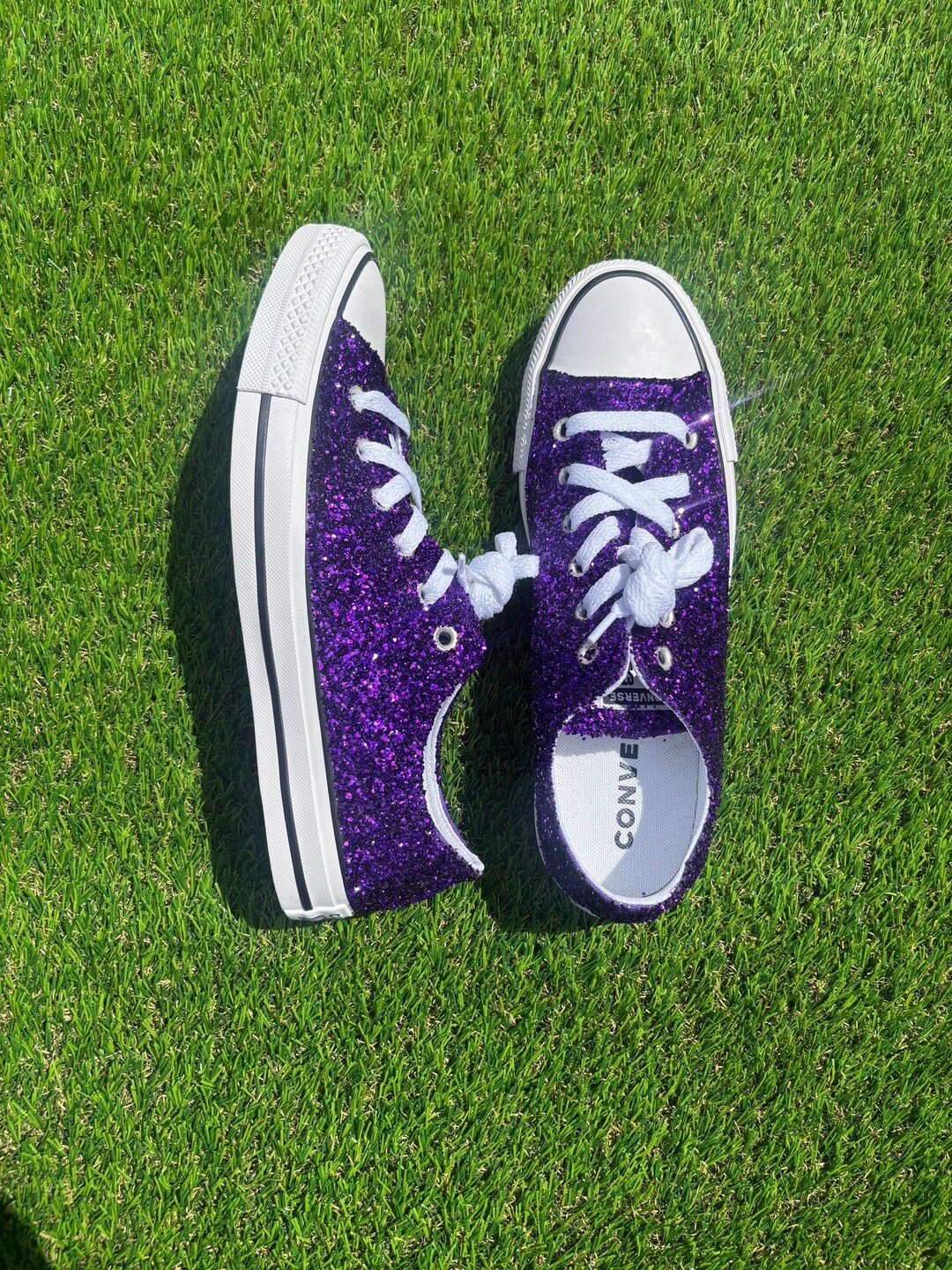 Authentic Purple Glitter Converse All Stars - Custom Made - Etsy