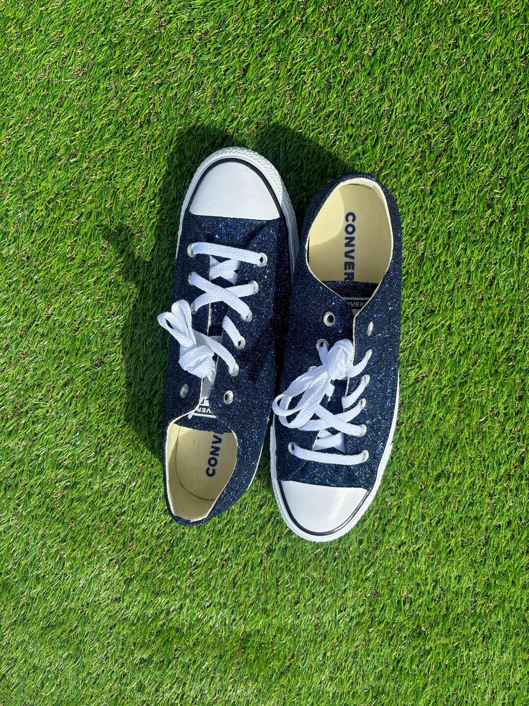 Custom Navy Blue Glitter Converse All Stars: Authentic Chucks - Etsy