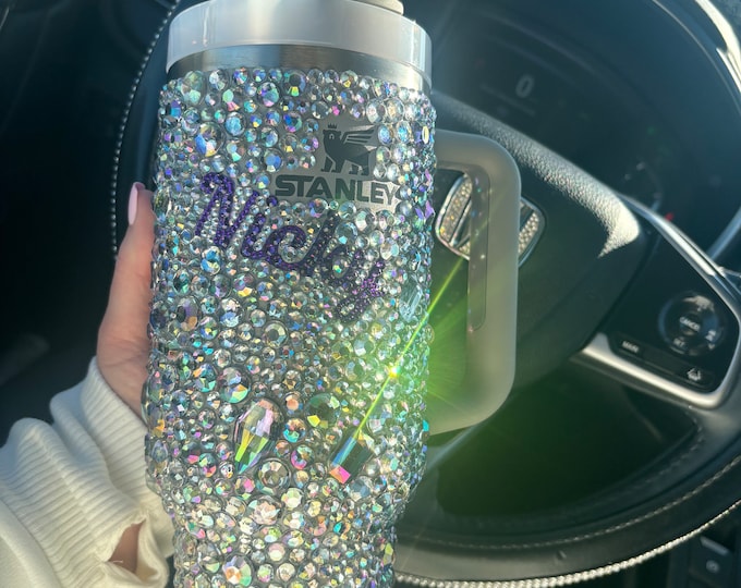 12oz Amethyst Geode and Rhinestone Double Waller Glass Coffee Mug - Etsy