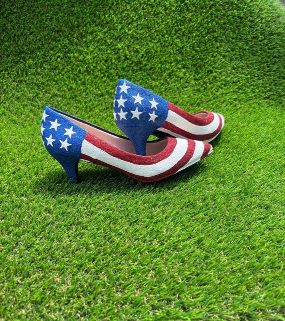 American Flag Kitten Heels