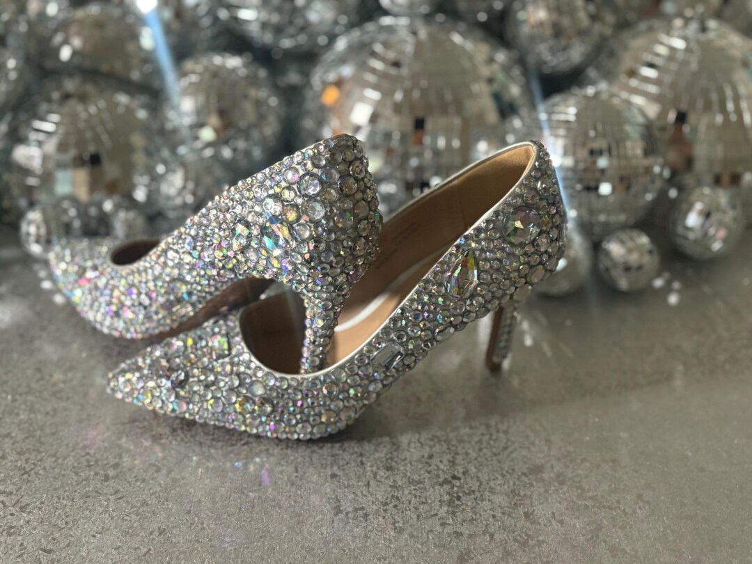 Rhinestone High Heels: Pointed-toe Crystal Bedazzled Pumps - Etsy