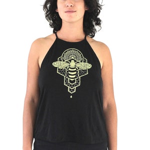 Bee Screen Printed Women's High Neck Tank Top Black - Etsy