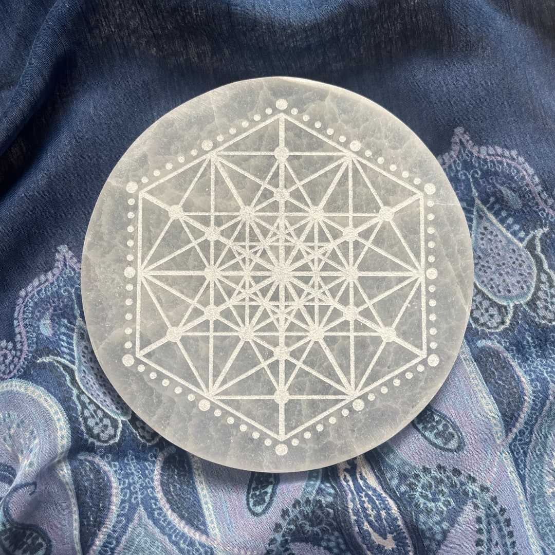 Star Tetrahedron Engraved Selenite Crystal Charging Plate Sacred ...