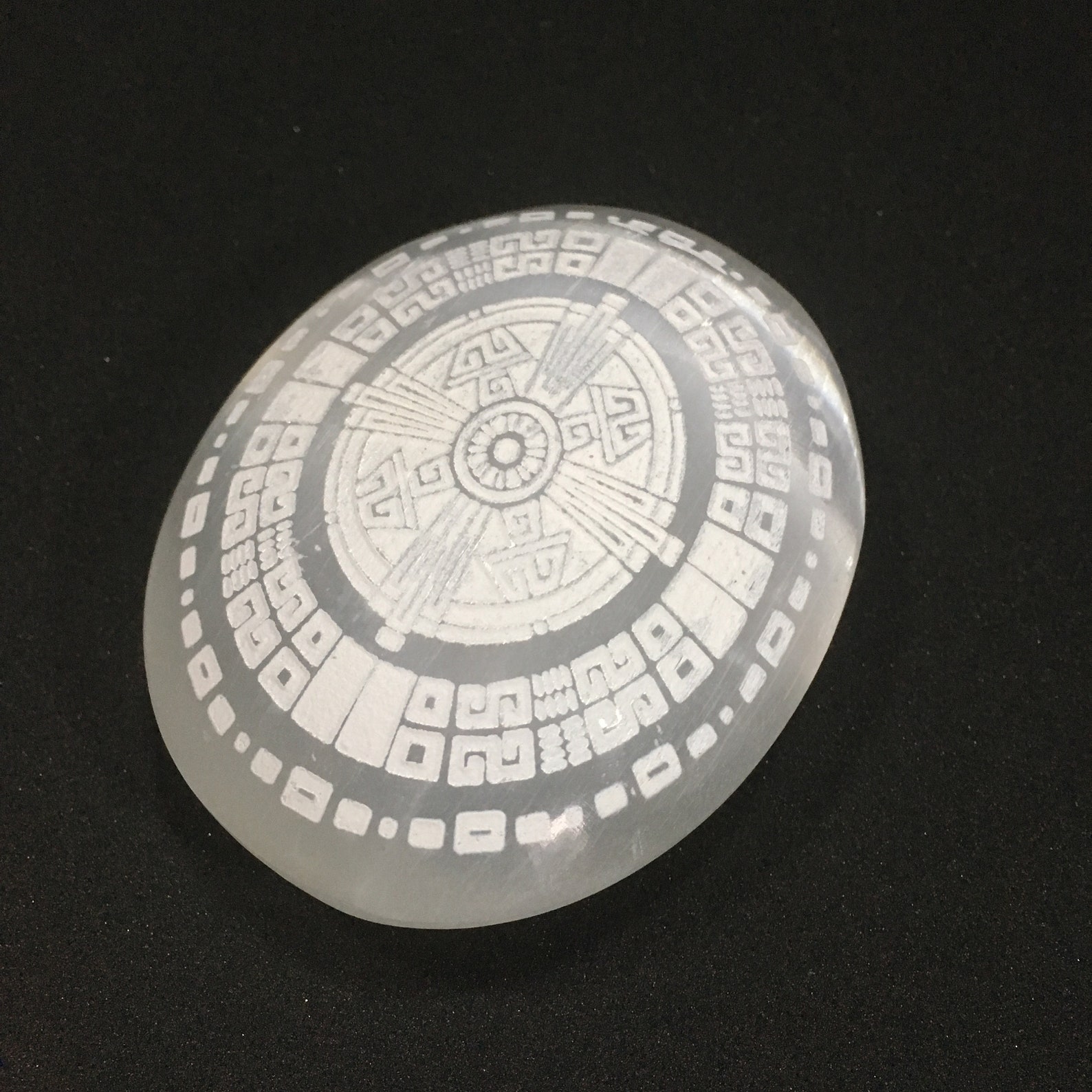 Galactic Tribe Sun Symbol Selenite Palm Stone Laser Etched - Etsy