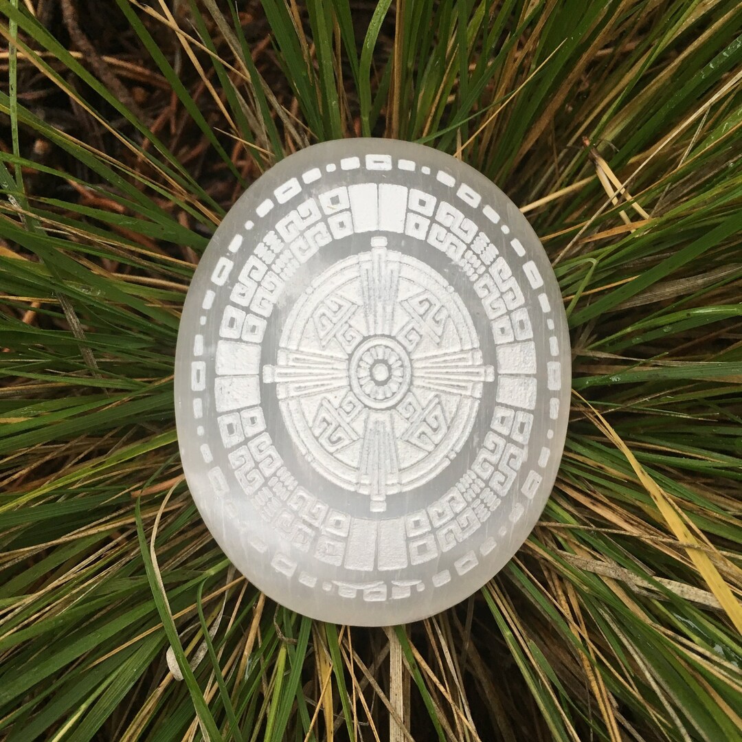 Galactic Tribe Sun Symbol Selenite Palm Stone Laser Etched - Etsy