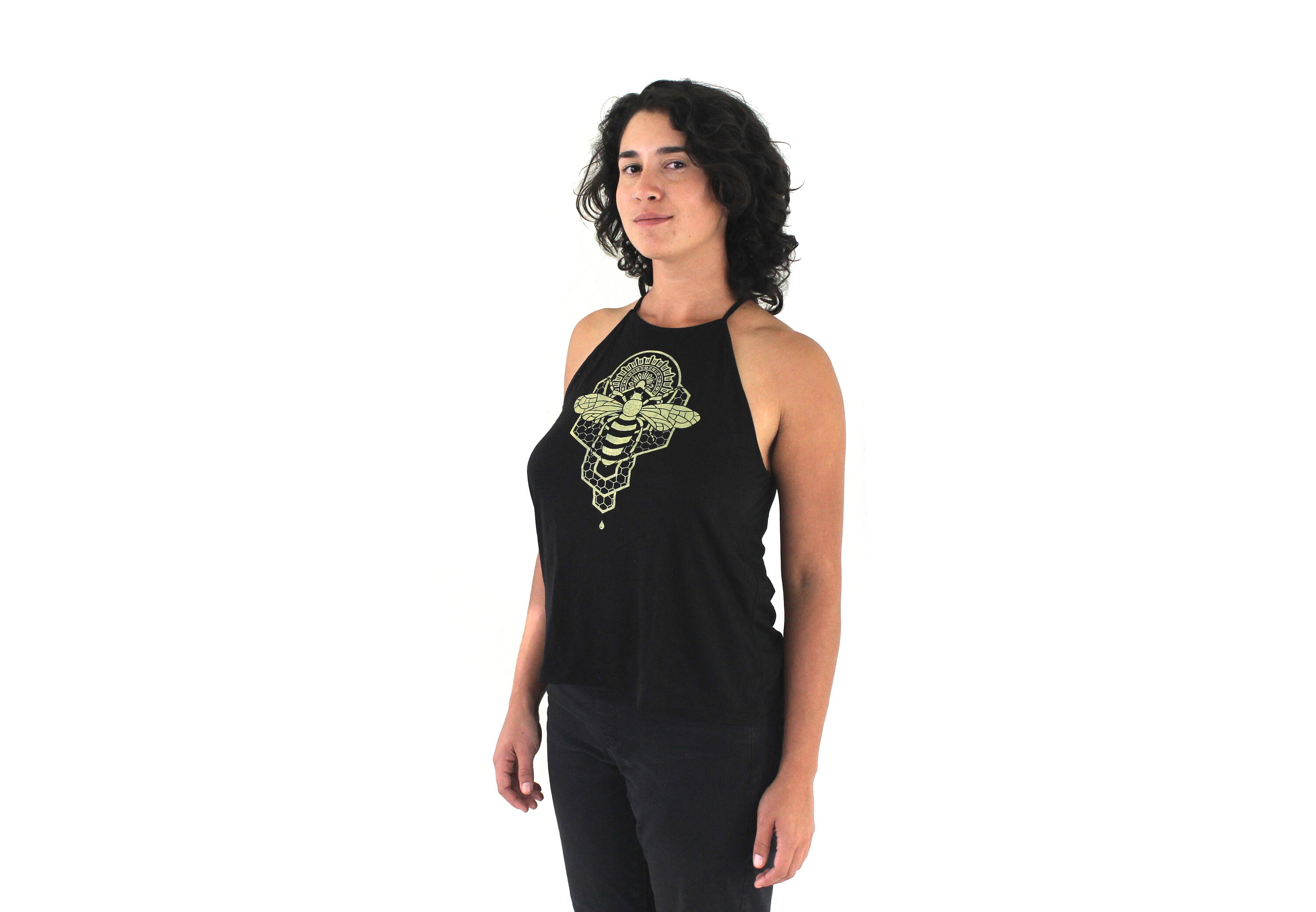 Bee Screen Printed Women's High Neck Tank Top Black | Etsy